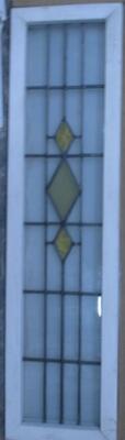 LARGE OLD ENGLISH LEADED STAINED GLASS WINDOW GEOMETRIC DIAMONDS 41 1/2 ...