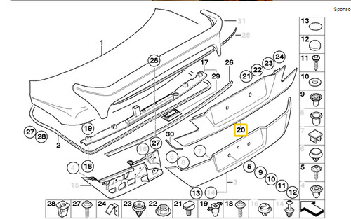 NEW BMW 7 E65 E66 E67 REAR TAILGATE LID LOCK FINISHER 51137160833 ...