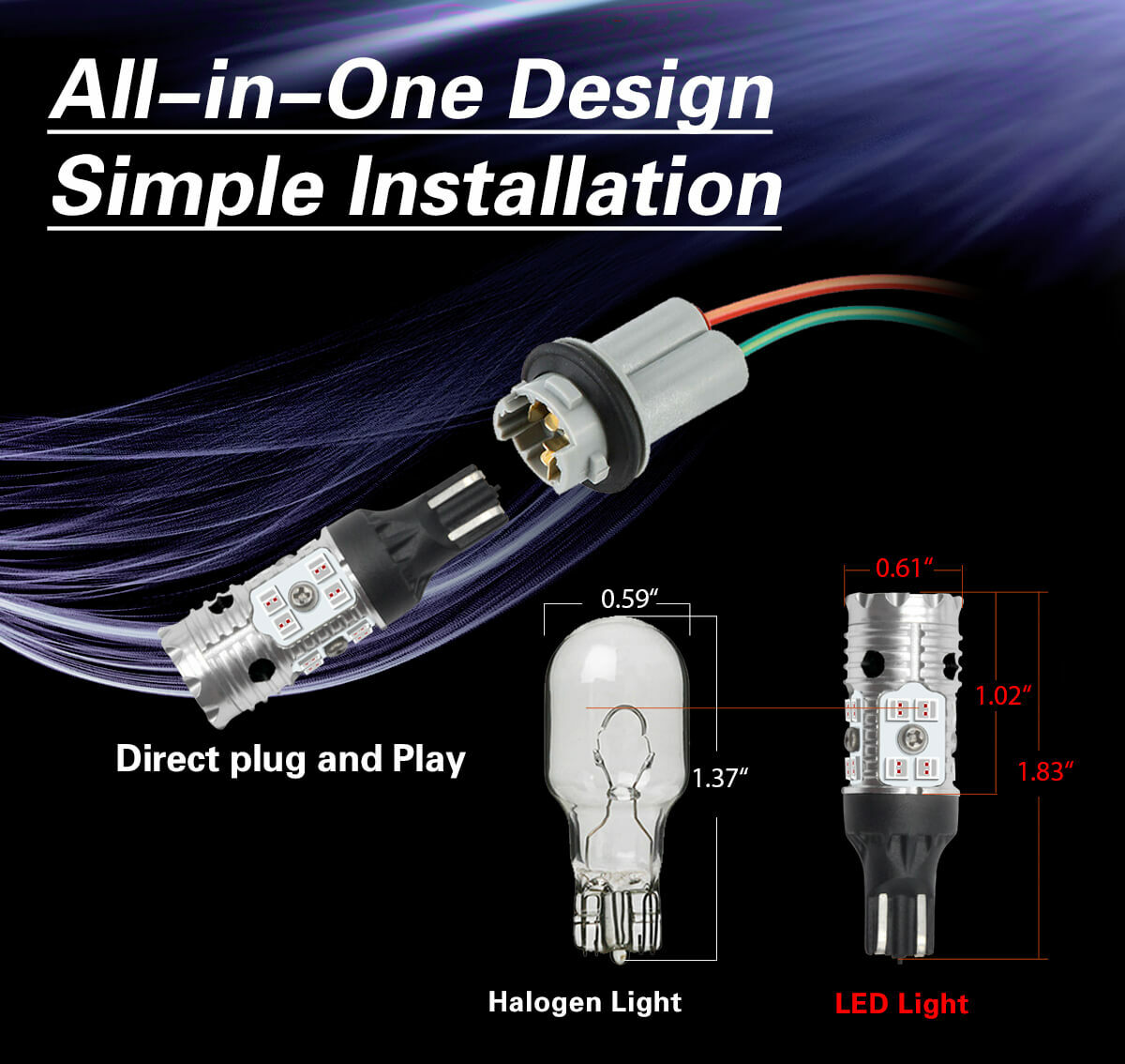 921 912 W16W Red LED High Mount Stop Light Bulb Error Free for Ford ...