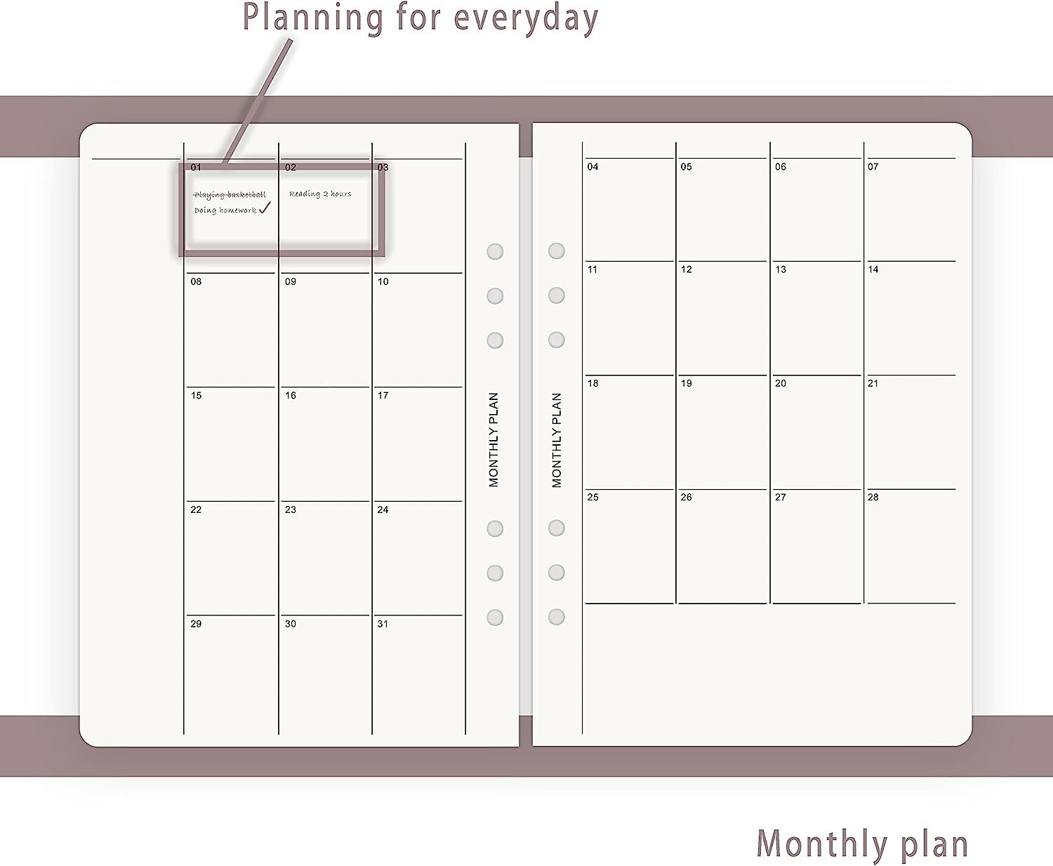 Custom Date Planner, weekly monthly daily life planner. Removable paper ...