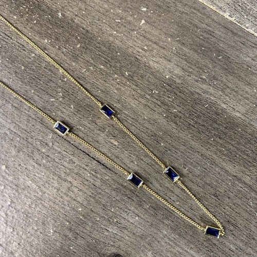 Argento Vivo Necklace 18K Gold Over Sterling Silver Blue Crystal ...