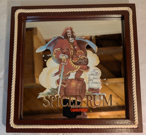 Captain Morgan Spiced Rum Rope Ship Boat Mirror Sign Nautical Pirate ...