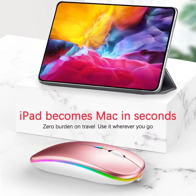 Cyan Mouse RGB Rechargeable Wireless Bluetooth for iPad Laptop PC Phone ...