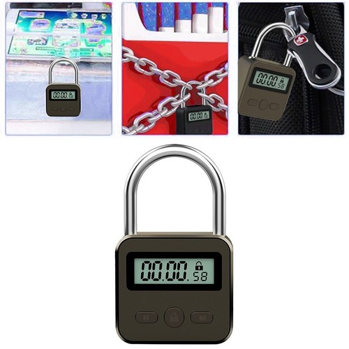 Rechargeable Travel Timer Padlock LCD Screen Heavy Duty Design for ...