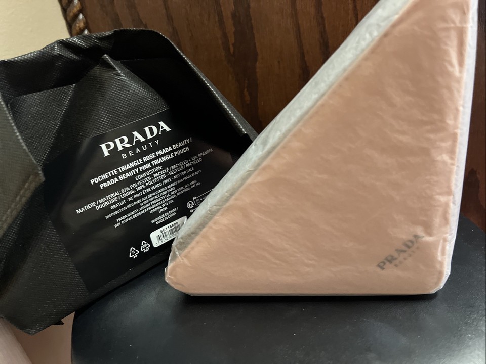 PRADA PARADOXE BEAUTY Makeup Bag Pouch Pink Black Triangle Travel ...