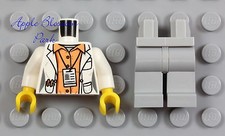 LEGO Male DOCTOR SCIENTIST MINIFIG TORSO Hospital White Blue Shirt Lab ...