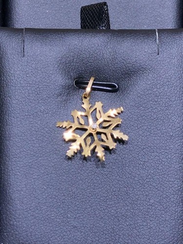 14k Solid Yellow Gold Hand Made Snowflake Design Charm Pendant Gift ...
