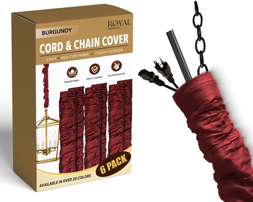 Royal Designs, Inc. Decorative Fabric Cord Cover Chandelier Chain Cover ...