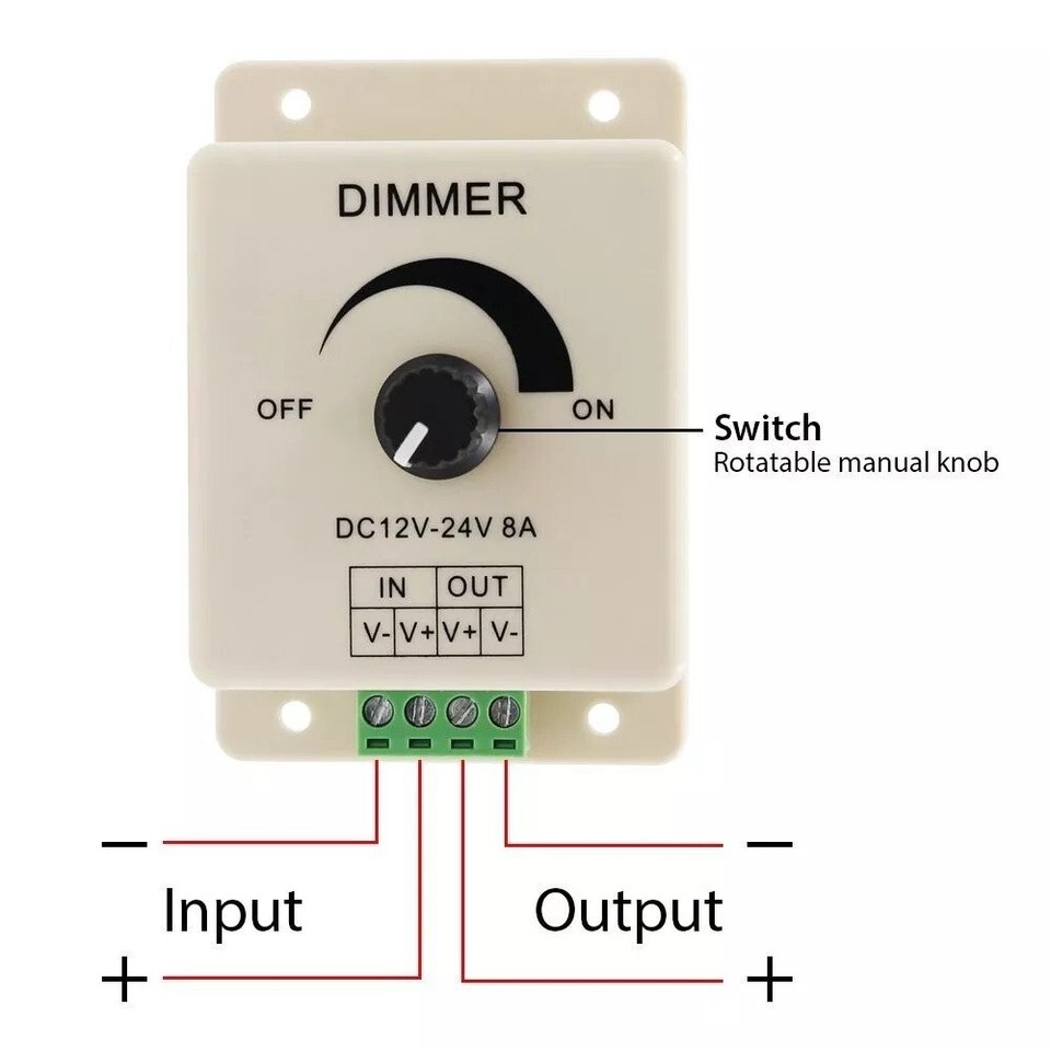 Manual LED Dimmer Controller for LED Strip Lights 12V-24V 8A with ...