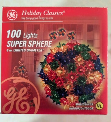 GE Holiday Classics 100 Lights Super Sphere 6" Multicolor Starburst ...