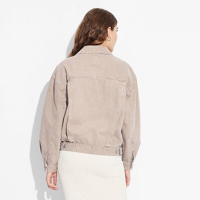 Women's Foundational Denim Oversized Trucker Jacket - Wild Fable Brown ...