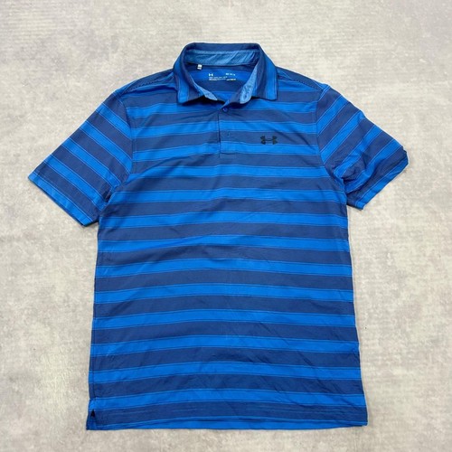 Under Armour Polo Shirt striped patterned sports top with logo Men's M ...
