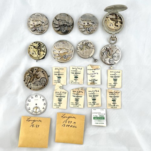 Vintage LONGINES Pocket Watch Movements Lot 9pcs for Parts Repair 18.89 ...