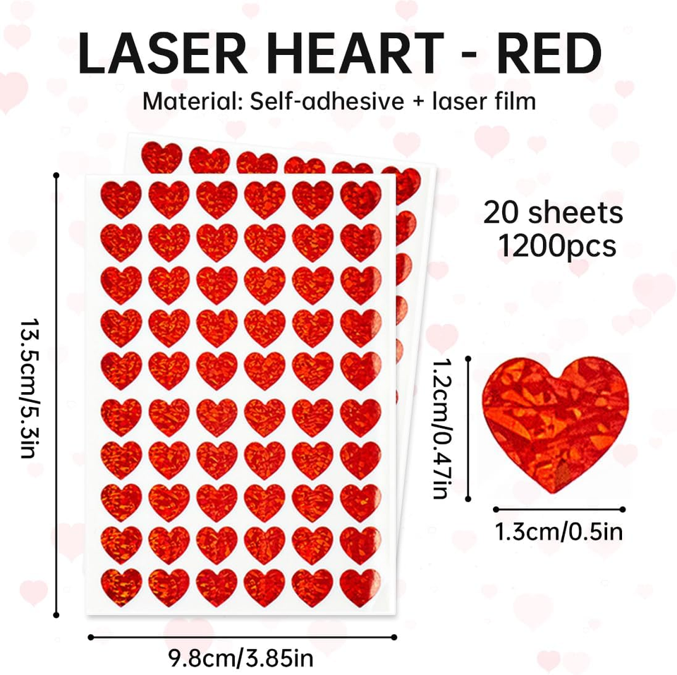 1200Pz Adesivi Cuore Rosso, Stickers Cuore Amore Chiudipacco Adesivi ...