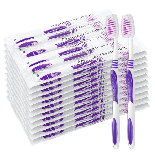 100 Prepasted Disposable Toothbrushes Individually Wrapped Pre Pasted ...