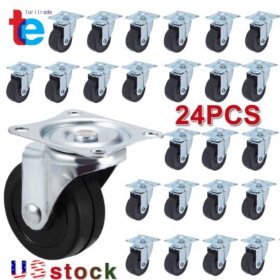 24 Pcs Heavy Duty 2 Inch Swivel Caster Wheels Rubber Base With Top ...