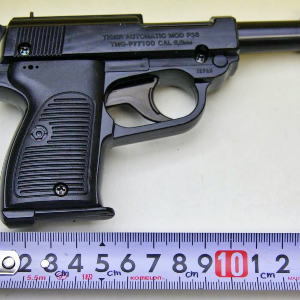 Silver Ball Gun Tiger Automatic Mod P38 TMG-P77100 CAL 6.8 Toy Japan | eBay