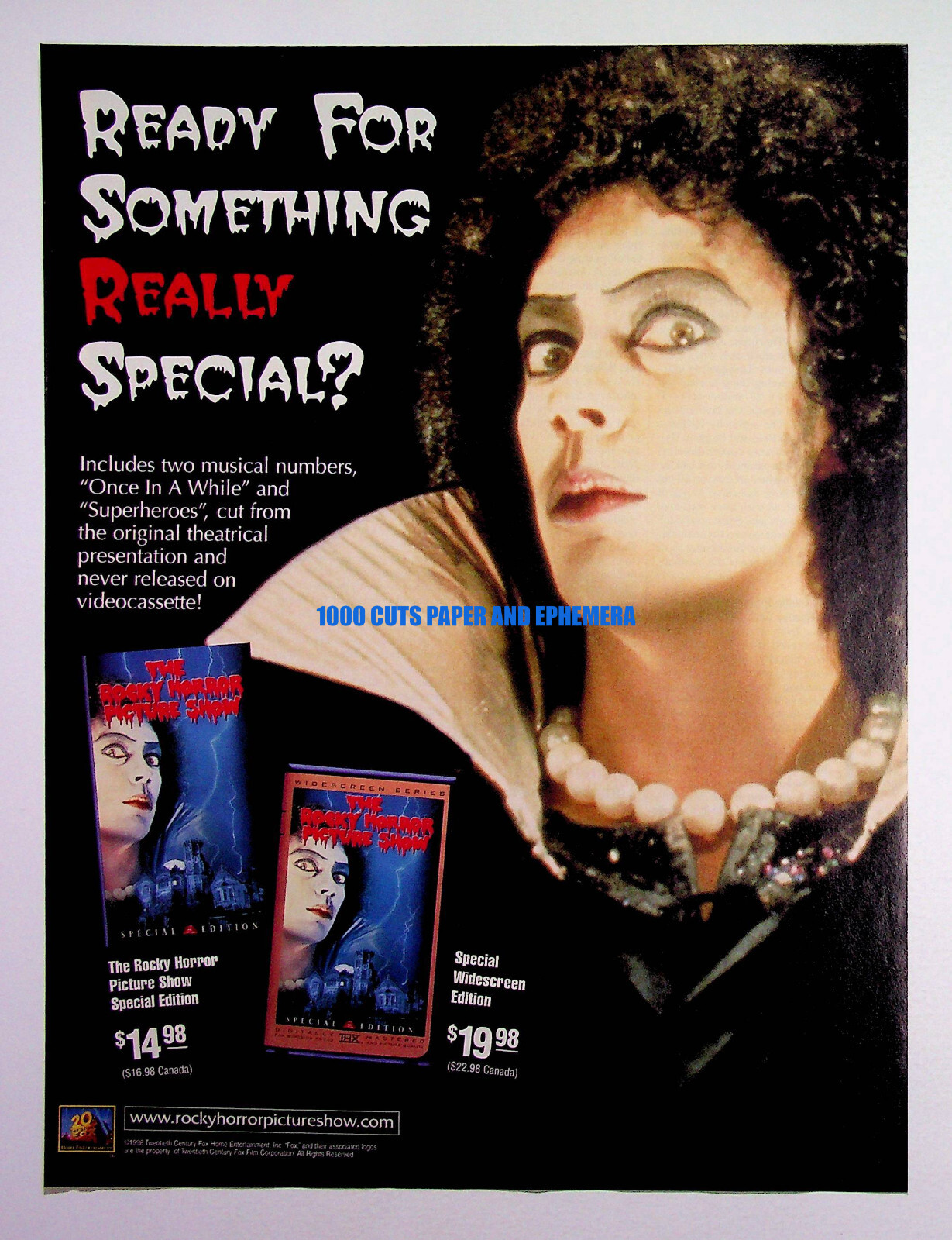 The Rocky Horror Picture Show VHS Fox 1998 Trade Print Magazine Ad ...