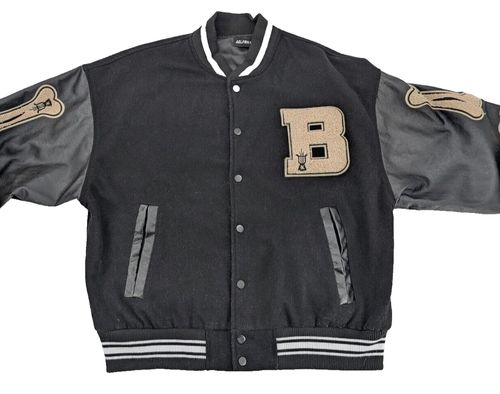 Aelfric Eden Black Varsity Letterman Patch Faux Leather Jacket Men’s ...