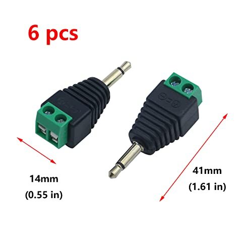 3.5mm Male To 2 Screw Mono Terminal Headphone Balum Converter 6pcs ...