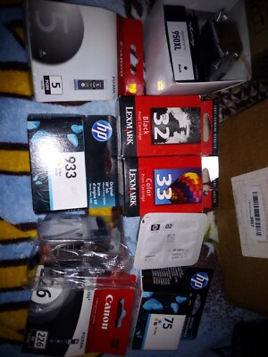 Genuine 9 INK CARTRIDGE lot 4 Canon 3 HP 2 LEXMARK 6 w/ boxes + more ...