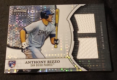 2011 ANTHONY RIZZO BOWMAN STERLING DUAL RELIC XFRACTOR ROOKIE CARD #092 ...