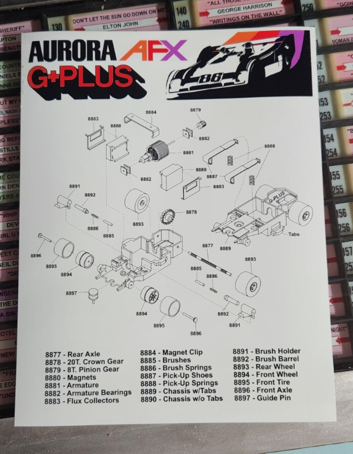 Aurora AFX G-Plus Exploded View Poster 8 1/2" x 11" Updated! | eBay