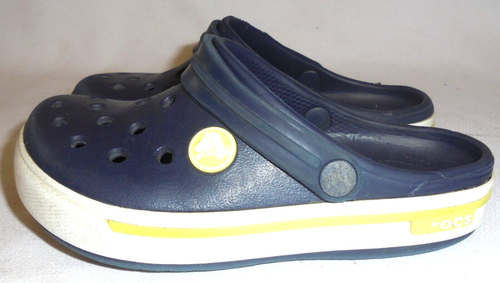 CROCS, UNISEX, CHILDREN'S NAVY BLUE & YELLOW CLOG, SIZE BOY 10, GIRL 11 ...