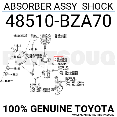 48510BZA70 Genuine Toyota ABSORBER ASSY SHOCK 48510-BZA70 | eBay