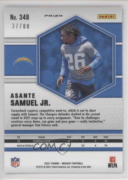 2021 Mosaic Choice Fusion Red & Yellow Prizm /80 Asante Samuel Jr #348 ...