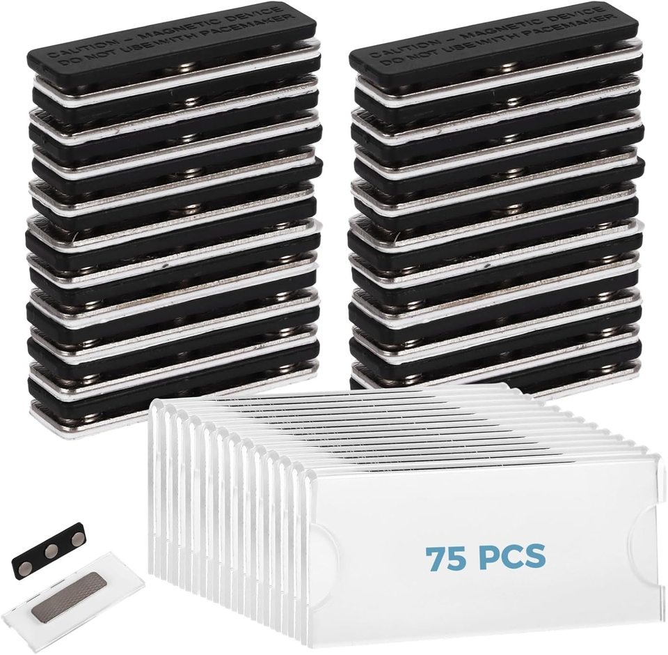 75 PCS Name Badge Magnets Kit, 3 X 1.3 Inches Acrylic Magnetic Name Tag ...