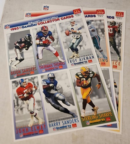 McDonald's Game Day '93 Football Card Set * 3 Uncut Sheets *** | eBay