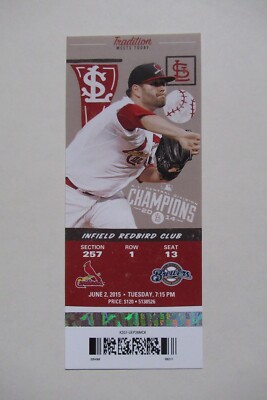 ST. LOUIS CARDINALS VS BREWERS 6/2/2015 FULL TICKET ~ TYLER CRAVY (MLB ...