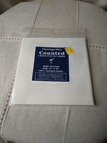 Flamingo Mills AIDA Cloth 18 Count Counted Cross Stitch Fabric White 12 ...