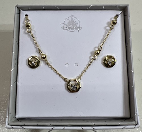 Disney Parks Gold Tone Swarovski Crystal Mickey Icon Necklace Earrings ...
