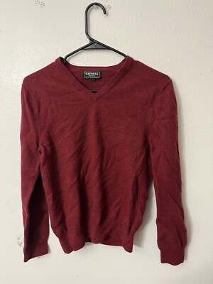 Express Men's Sweater V-neck Long Sleeve Modern Fit Extra Fine Merino ...
