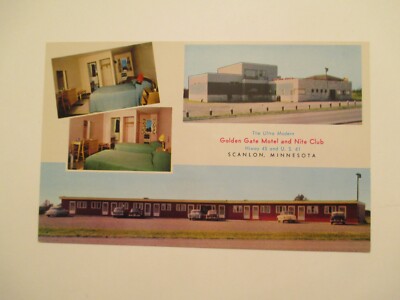 Scanlon Minnesota Postcard Golden Gate Motel and Nite Club MN | eBay
