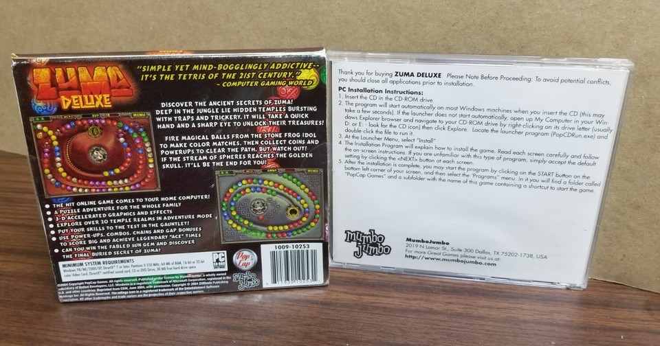 Zuma Deluxe - 2004 PopCap Games (PC CD-Rom) Complete w/ Slipcover Mumbo ...