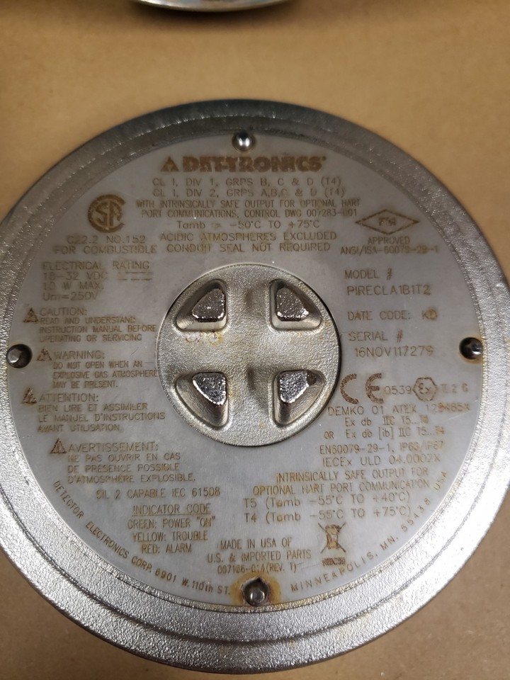 DET-TRONICS PIRECLA1B1T2 Methane GAS Detector DETRONICS HAZARDOUS ...