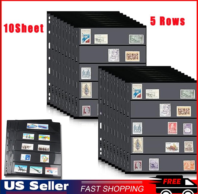 10 Sheet, 5 Rows Stamp Pages for Stamp Album Binder Pages for Stamp ...