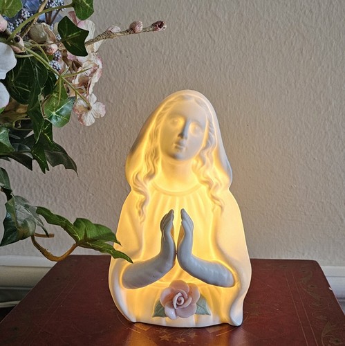 Porcelain Virgin Mother Mary Madonna Night Light Lamp 6.5" Vintage ...