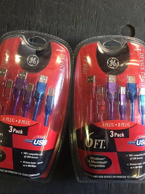 GE USB 2.0 Device Cables 3 Pack 6 FT Ho97906 for sale online | eBay