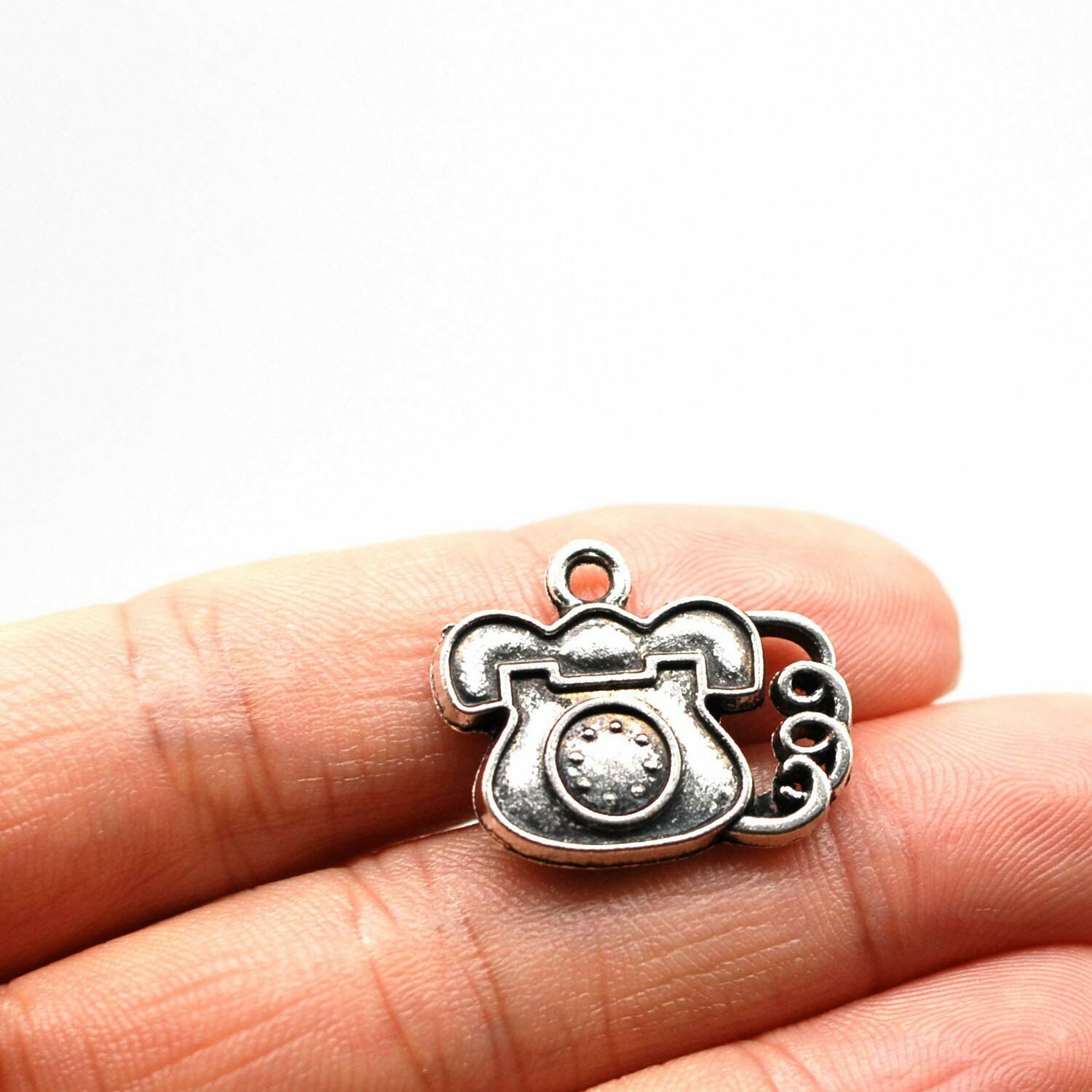 Telephone Charms Silver Phone Pendants Retro Vintage Rotary Jewelry ...