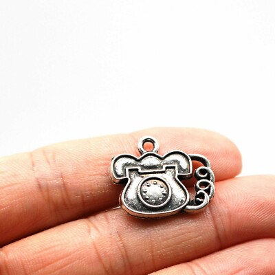 Telephone Charms Silver Phone Pendants Retro Vintage Rotary Jewelry ...