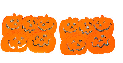 Set of 2 Halloween Pumpkins Cut Outs Orange Vinyl Placemats 18x11.5 | eBay