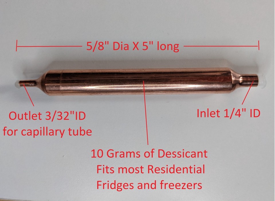 Freezer Fridge A/C Refrigeration Copper Filter Dryer 10G 1/4" to ...