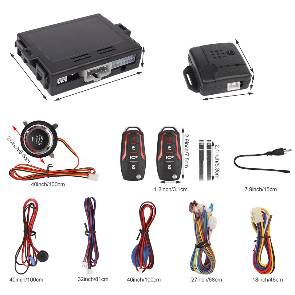 Car Keyless Entry Engine Start Alarm System Push Button Remote Starter ...
