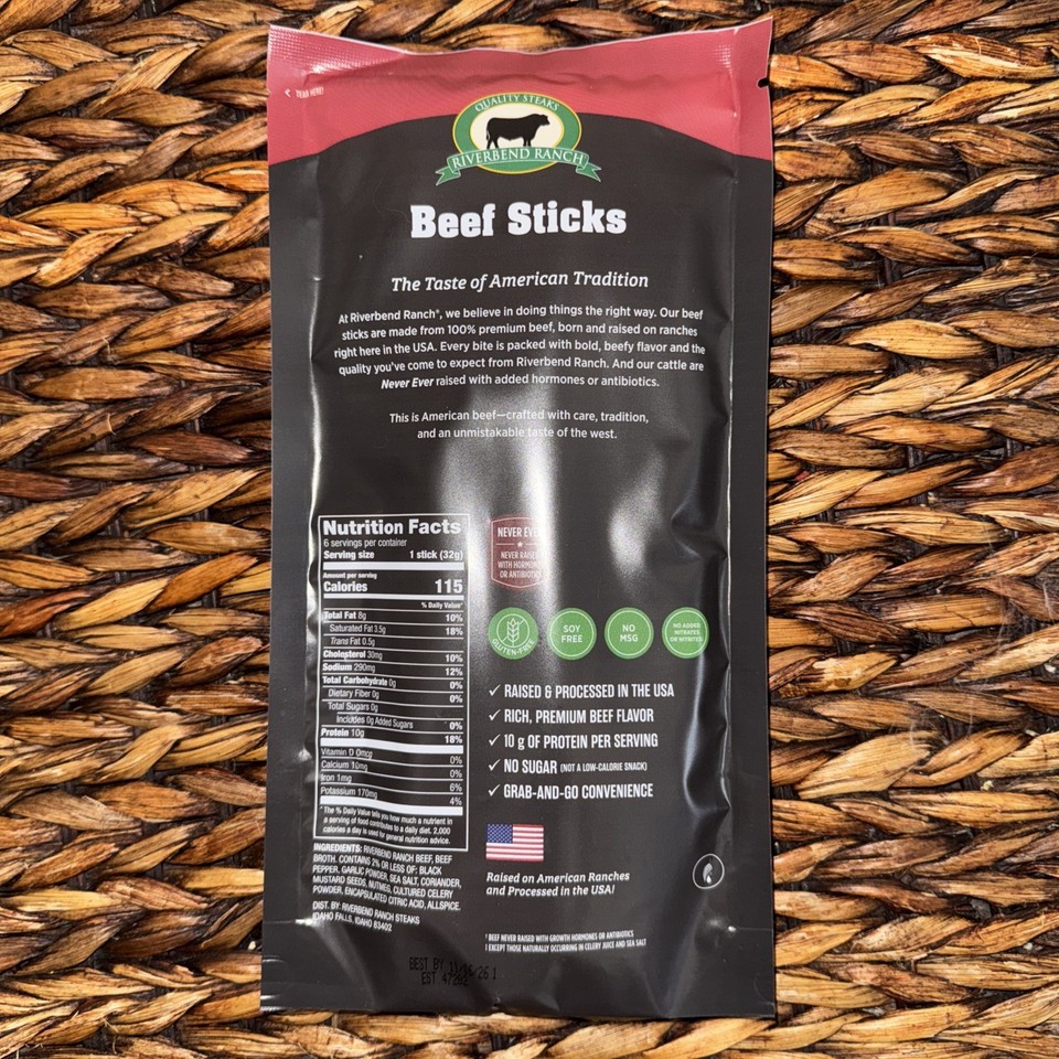 Riverbend Ranch Beef Sticks 6 Count New Zero Sugar | eBay