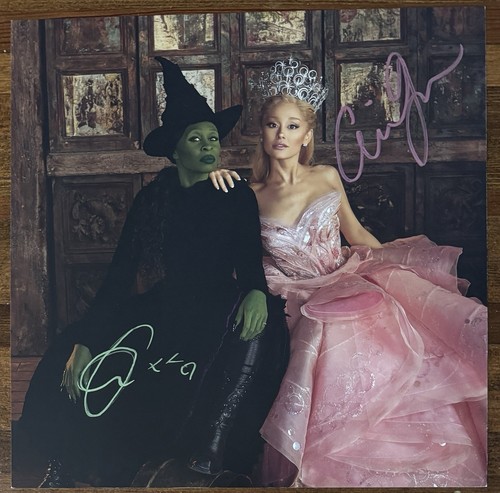 Wicked SIGNED Ariana Grande Cynthia Erivo Vinyl LP Beckett BAS COA ...