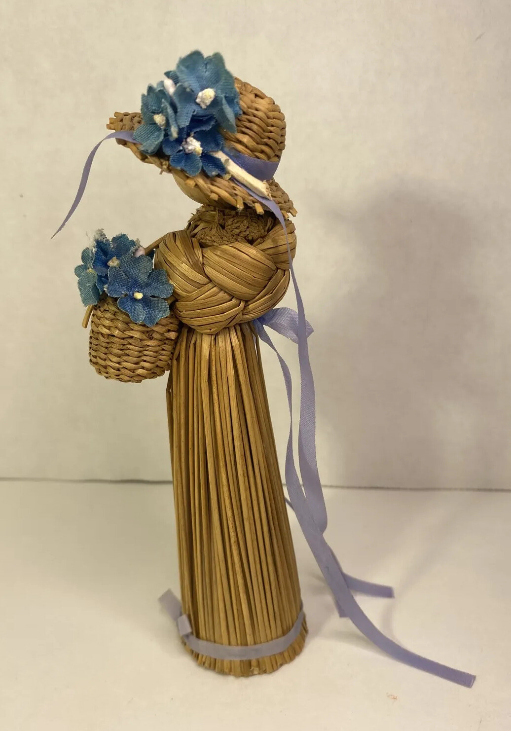 Rush Doll Straw Doll Union Made in Korea Wooden Head and Base | eBay